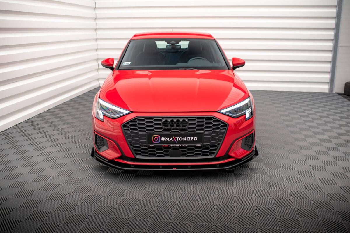 Maxton Design Street Pro Frontlippe für Audi A3 8Y schwarz rot mit Hoc